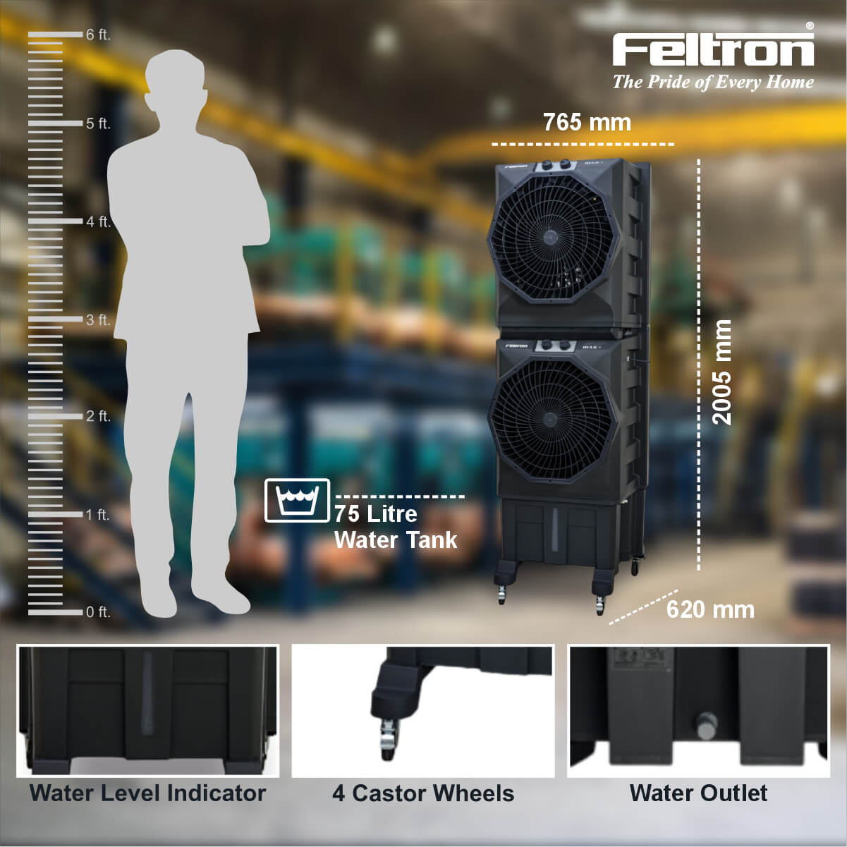 Feltron 75 Ltr Commercial Air Cooler (Hulk Plus )